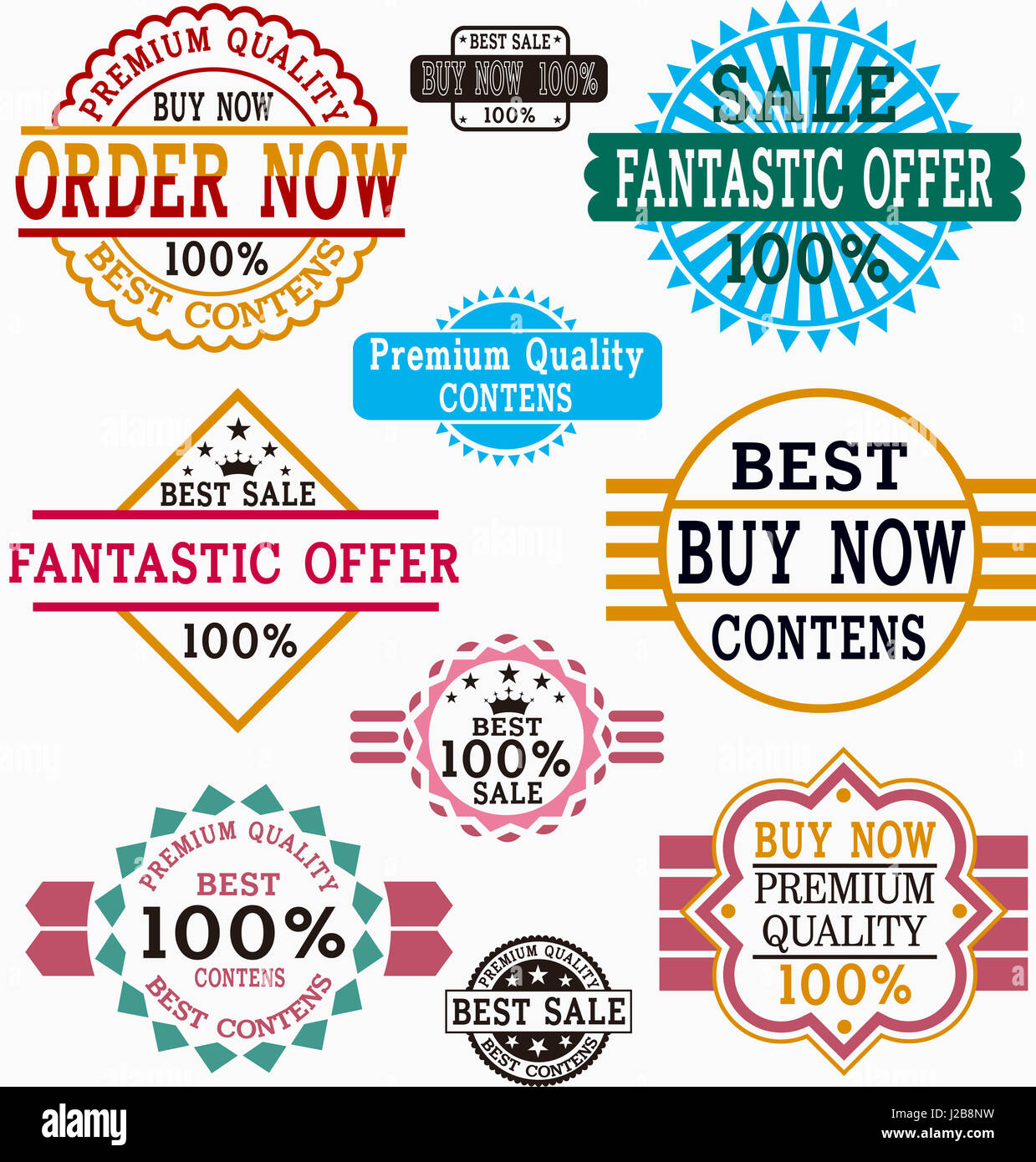 Various label stickers Stock Photo - Alamy