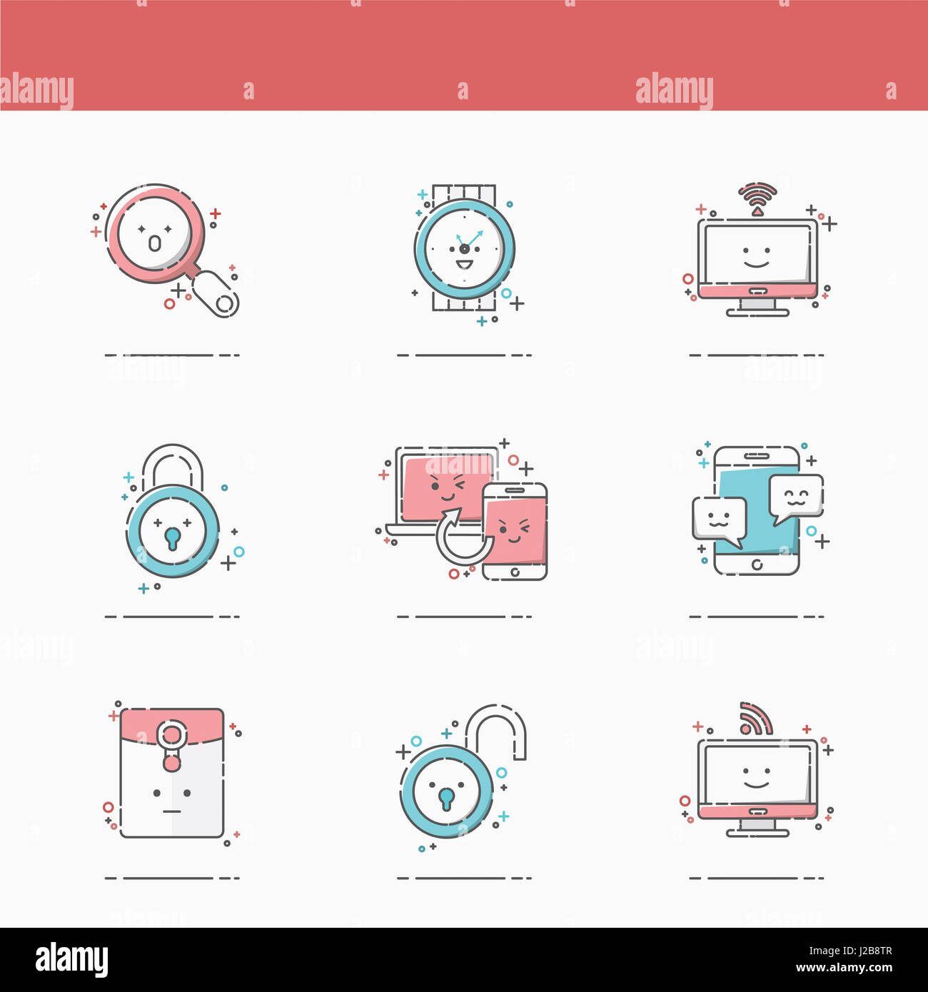 Personified character icons related to business Stock Photo - Alamy