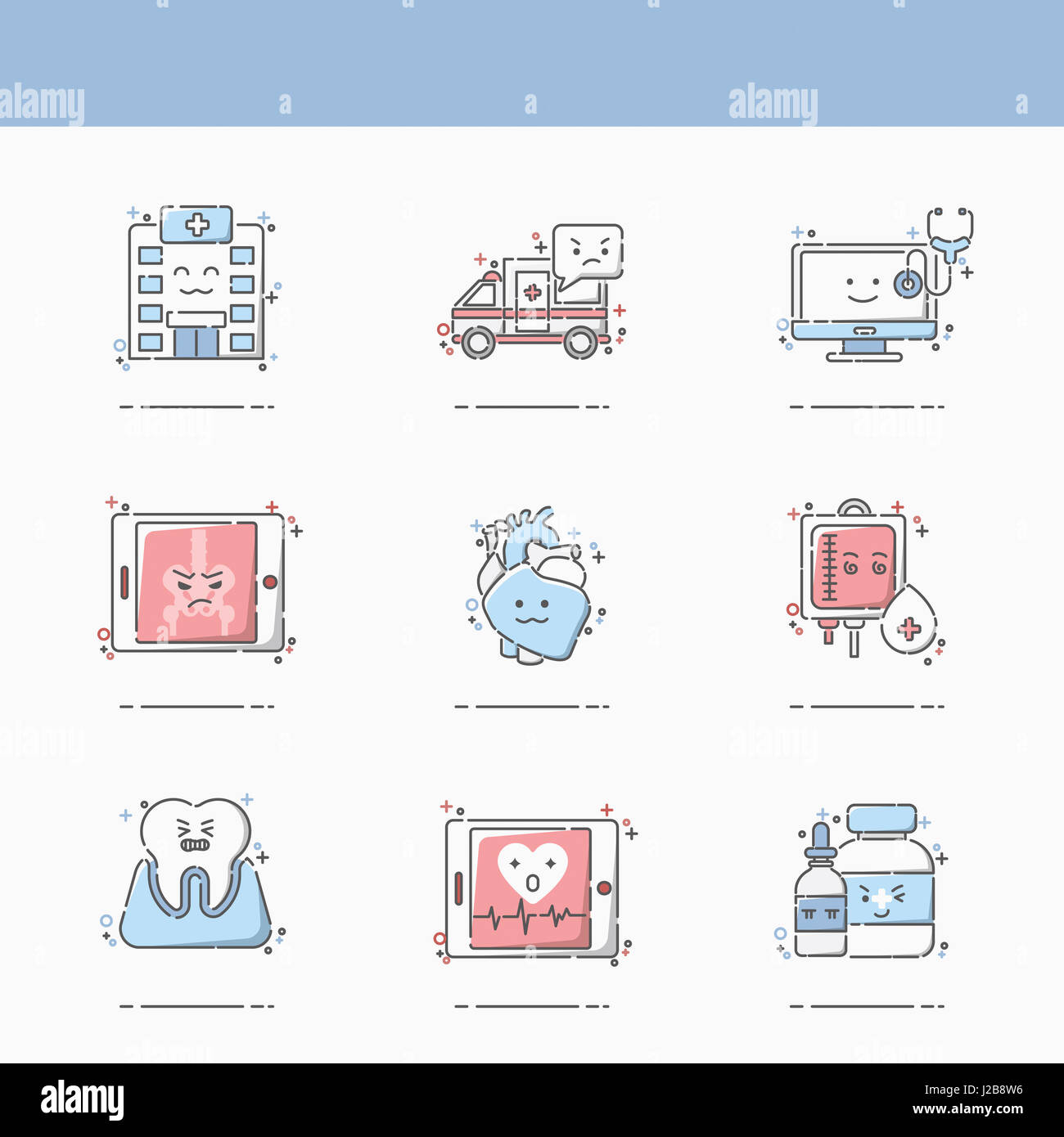 Various character emotions related to hospital Stock Photo - Alamy