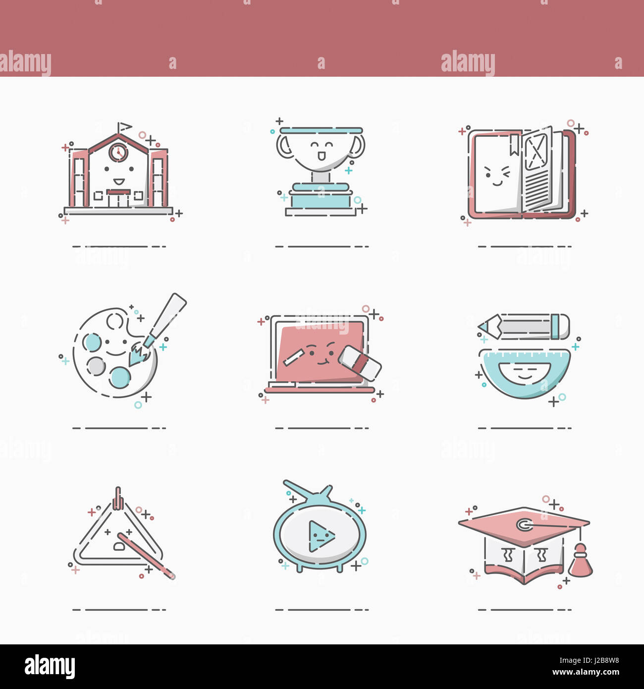 Various character emotions related to school education Stock Photo - Alamy