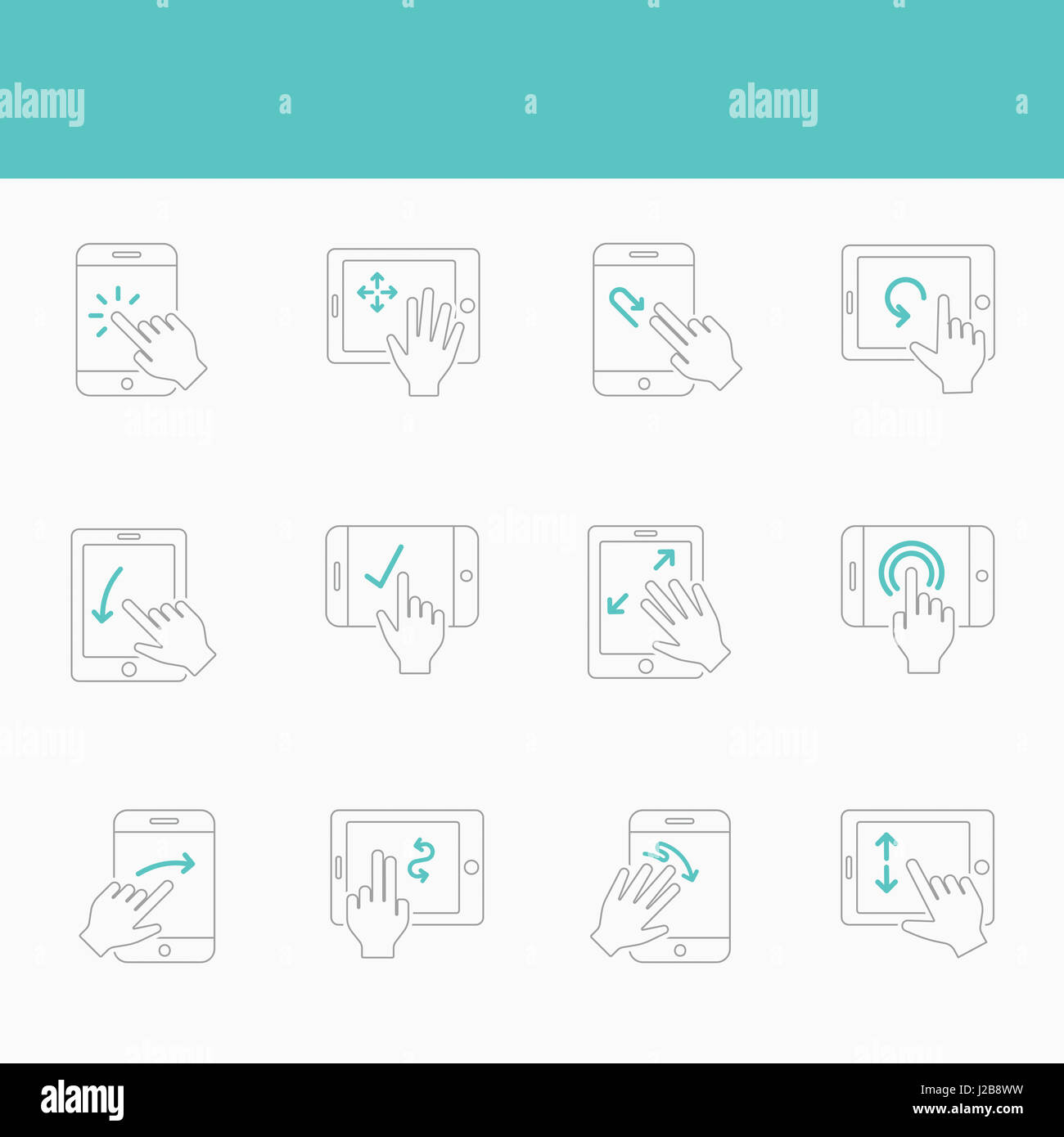 Set of various icons of hand gestures Stock Photo - Alamy