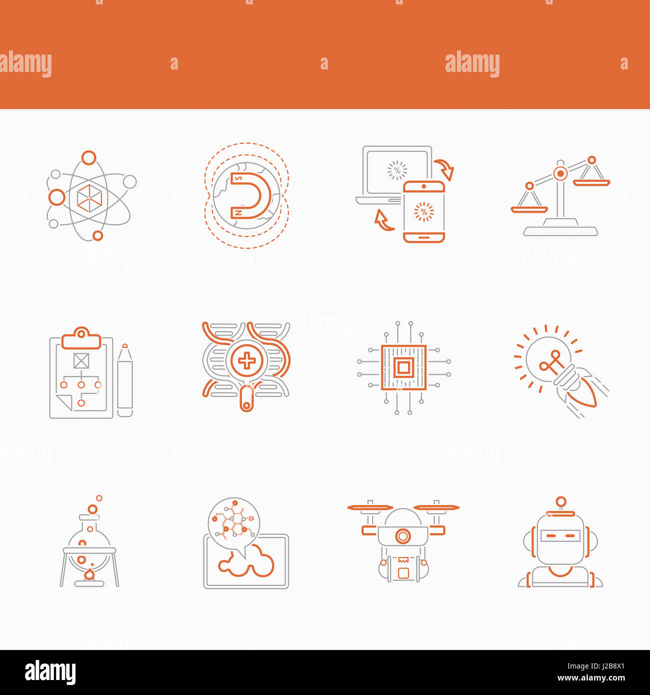 Set of various icons related to science Stock Photo - Alamy