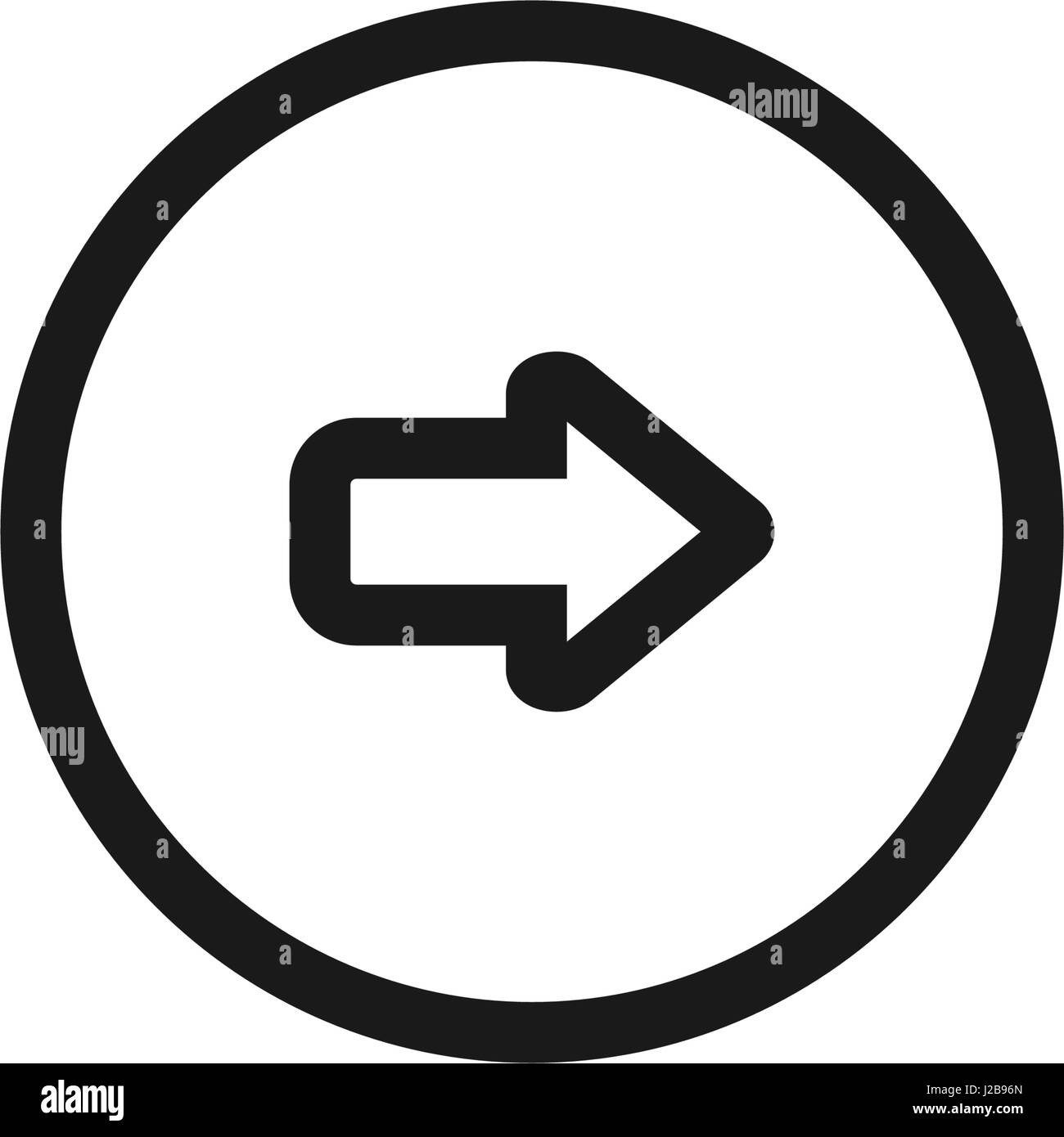 Isolated on white background.Right Rounded Arrow vector icon Stock ...