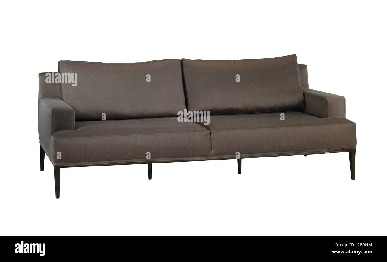 Dark brown Sofa isolated on white background Stock Photo - Alamy