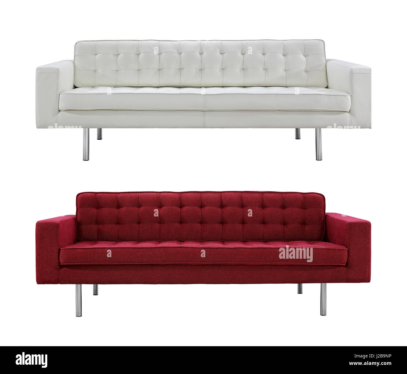 Red and White Sofa isolated in white background Stock Photo - Alamy