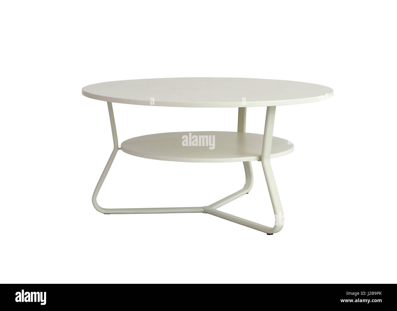 Metal round table desk on white background Stock Photo - Alamy