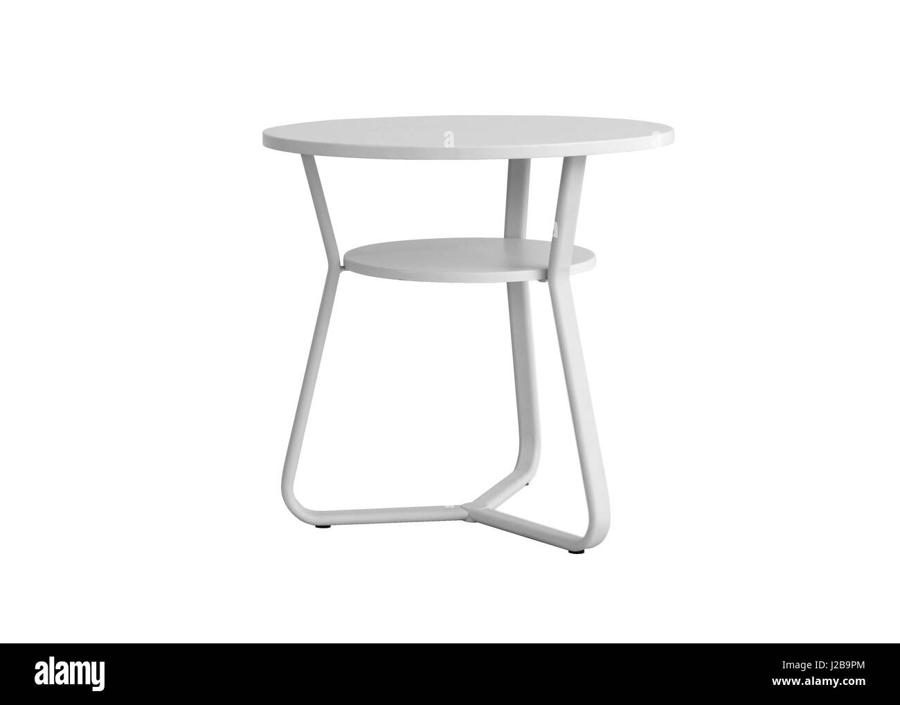Metal round table desk on white background Stock Photo - Alamy