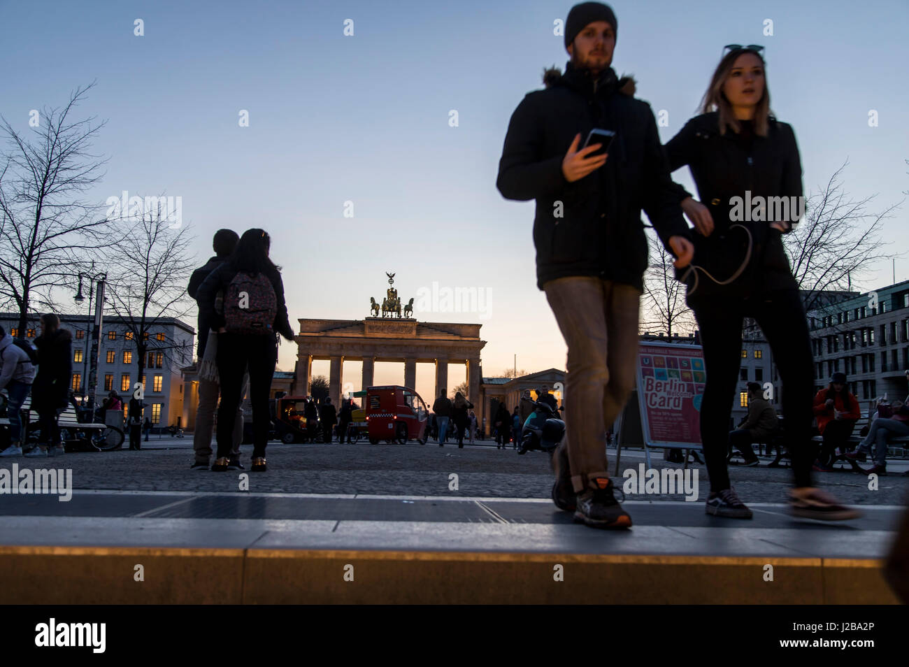 The Brandenburg Gate, in Berlin, Germany, subway entrance Stock Photo ...