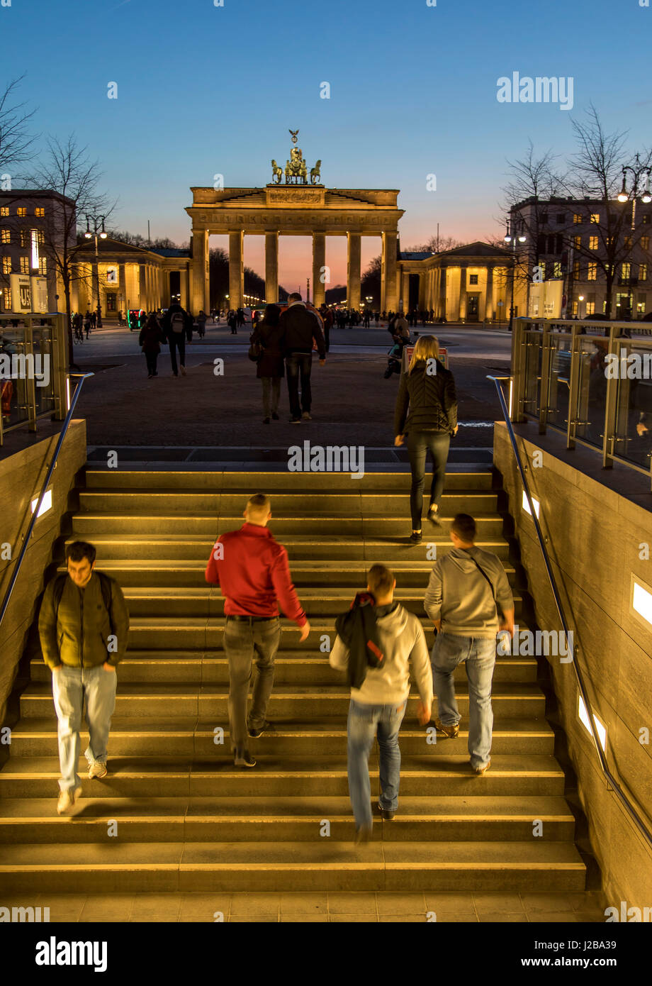 The Brandenburg Gate, in Berlin, Germany, subway entrance Stock Photo ...