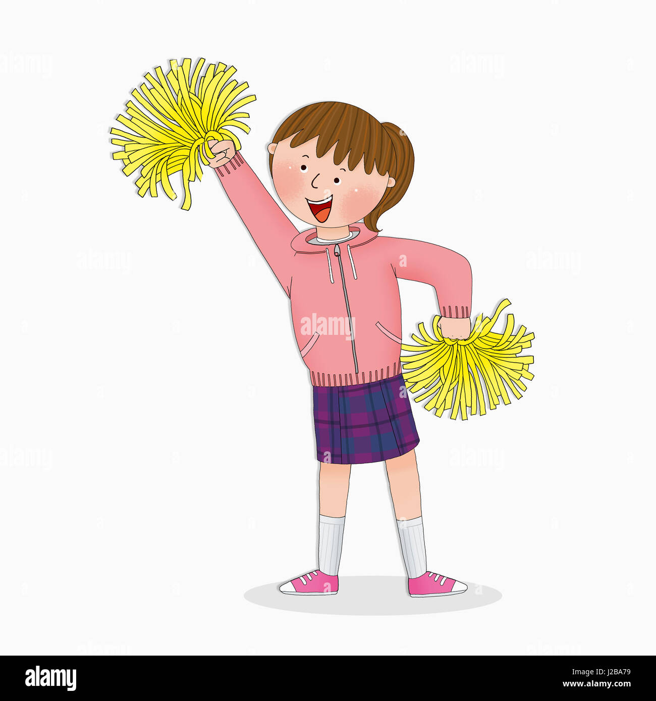 Smiling school girl cheerleading Stock Photo - Alamy
