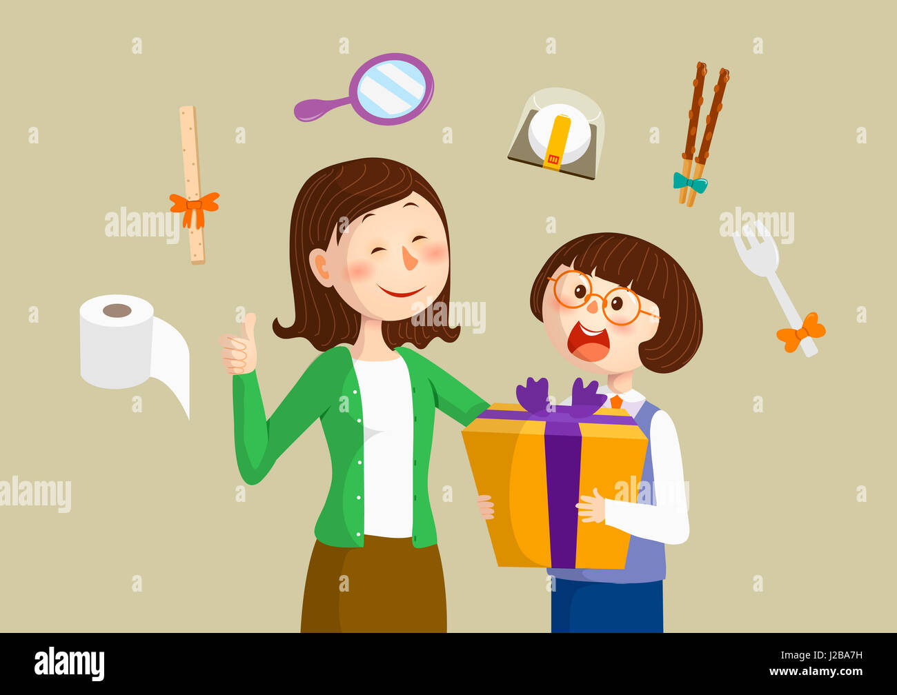 Mother giving present box to her test-taker daughter Stock Photo - Alamy