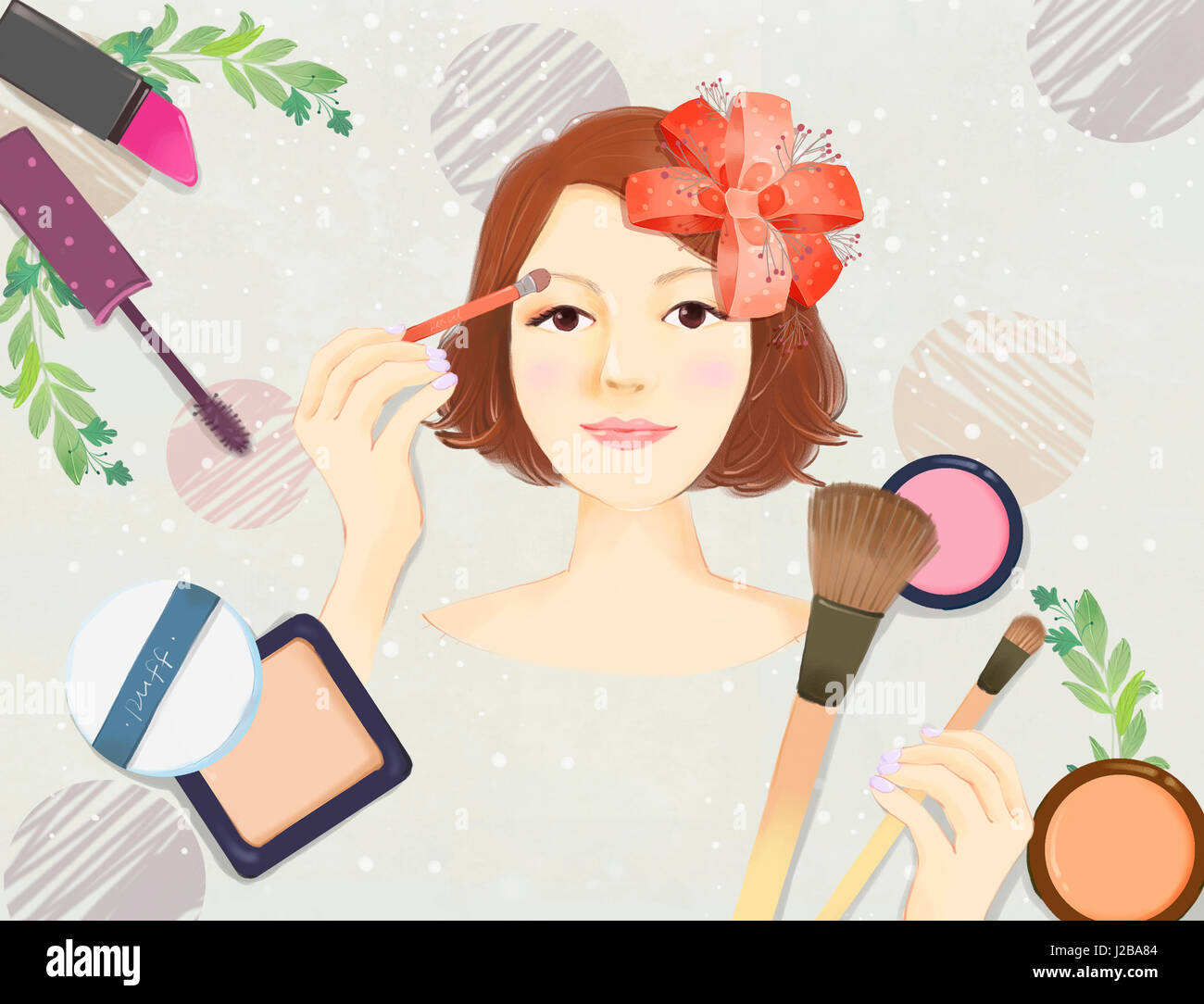 Portrait of woman with cosmetics Stock Photo - Alamy