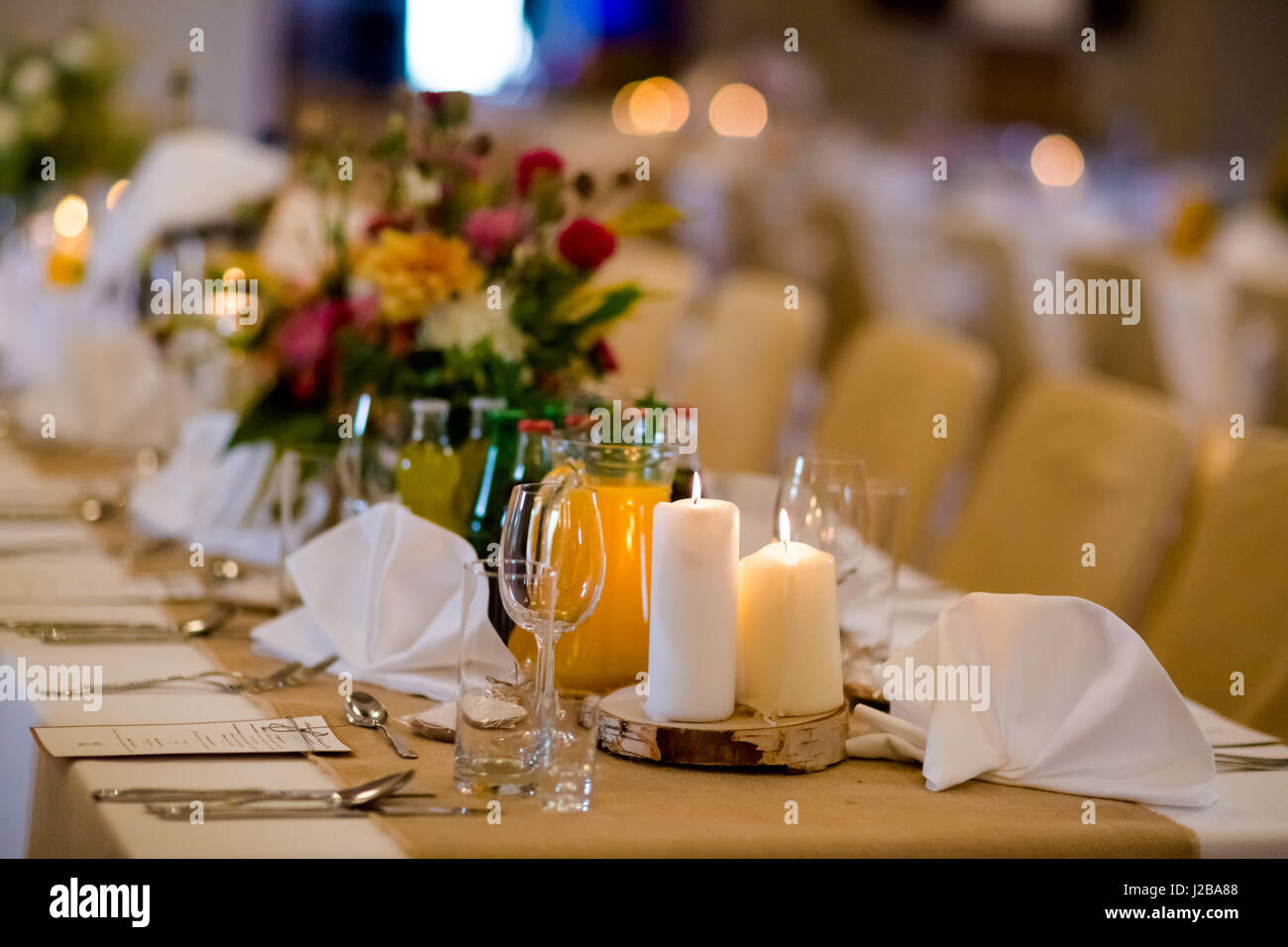 Reception tables beautifully decorated ready for wedding - Bride and ...