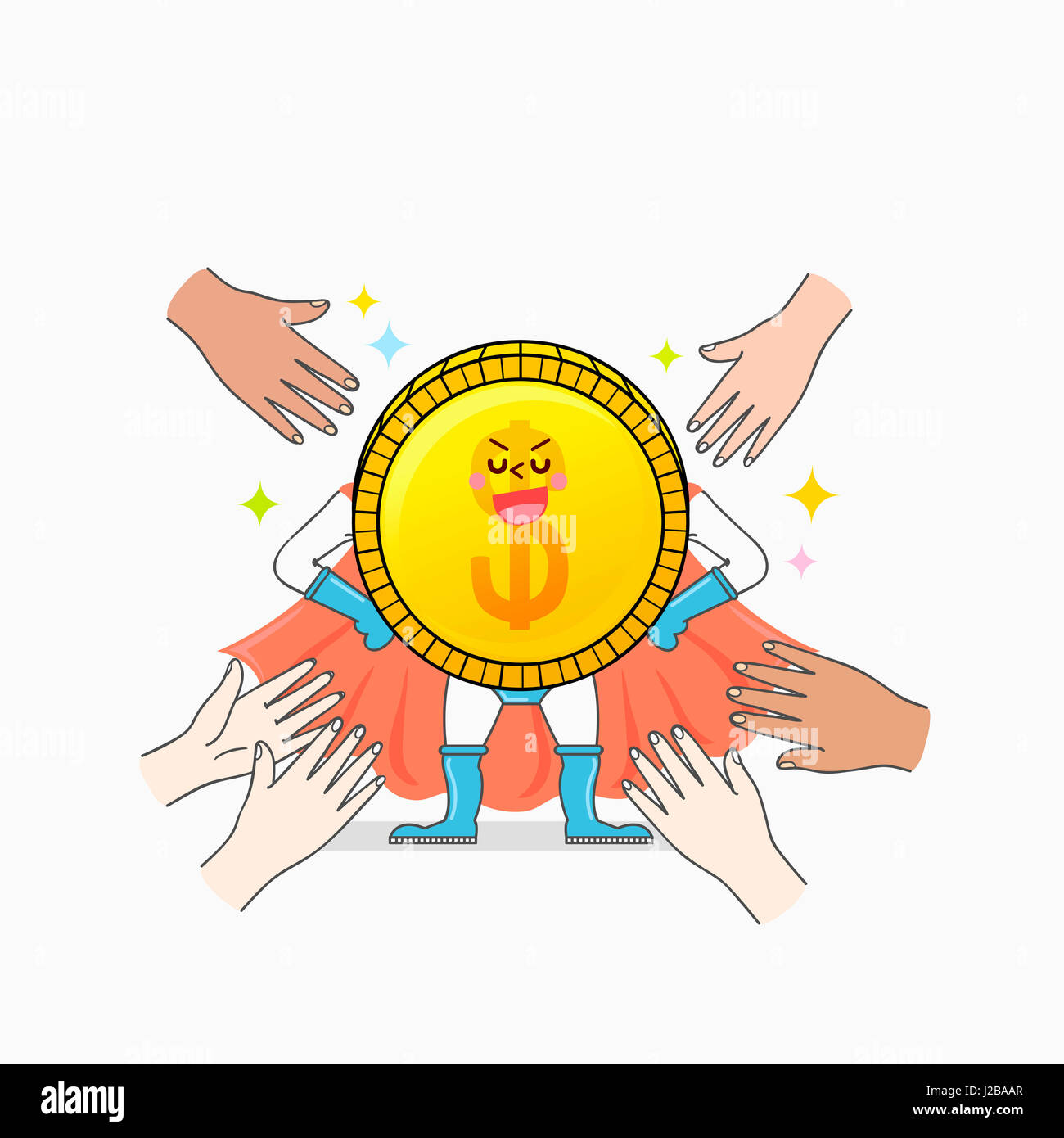 Superhero gold coin Stock Photo - Alamy