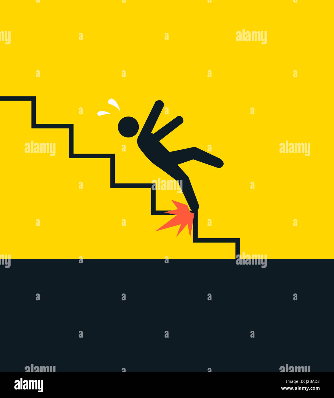 Pictogram warning of slipping on stairs Stock Photo - Alamy