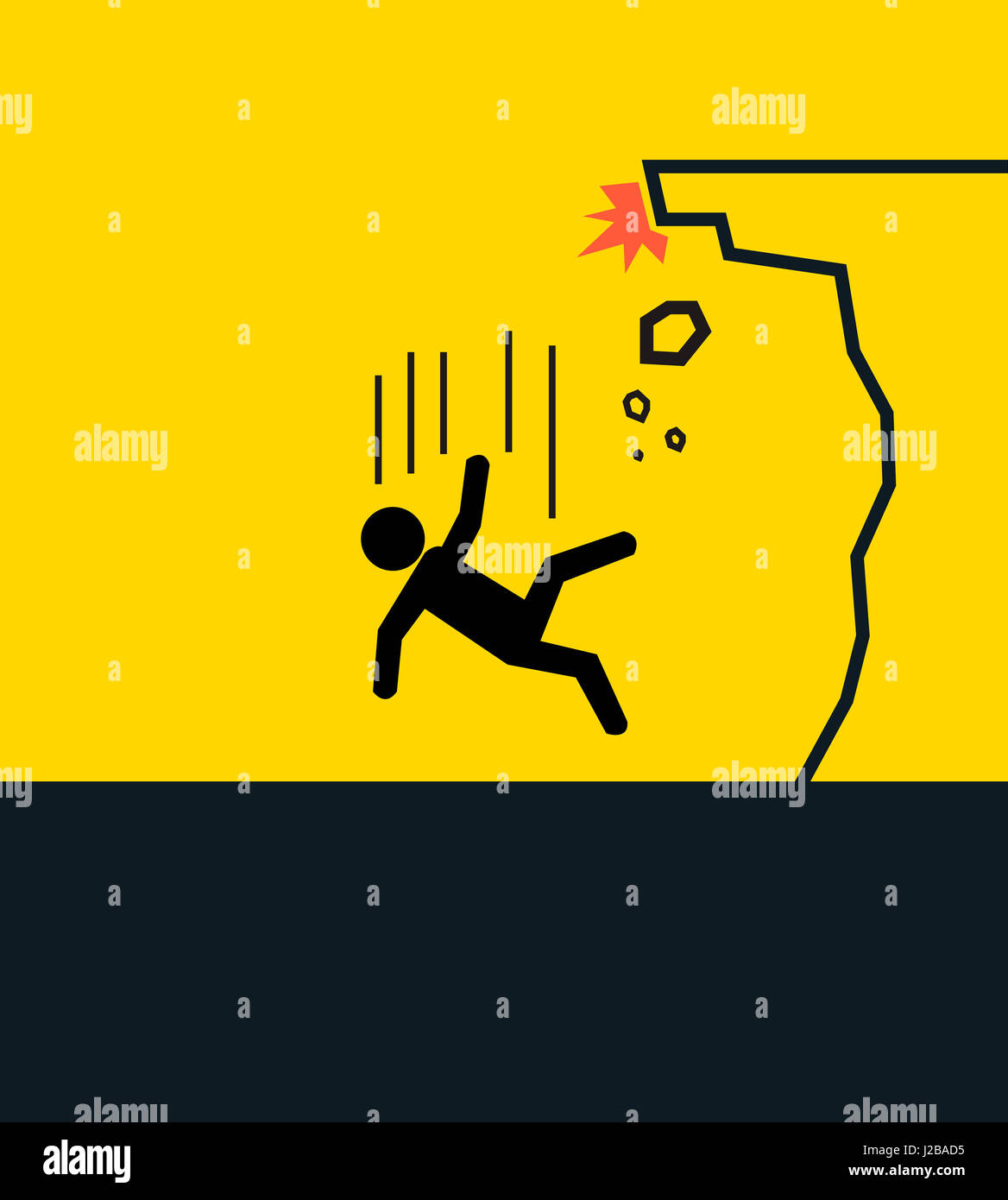 Pictogram warning of fall Stock Photo - Alamy