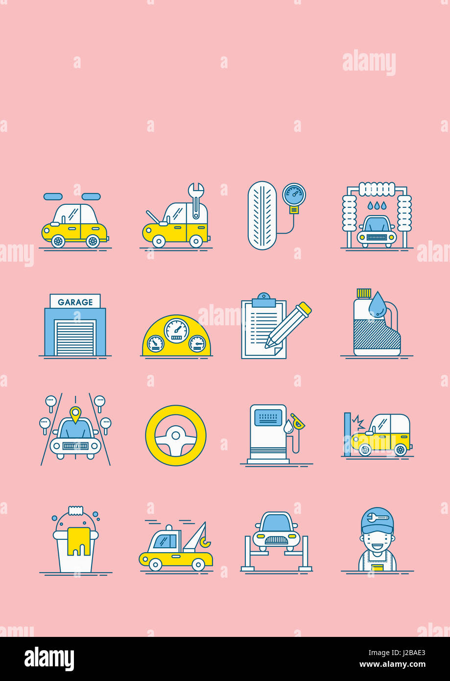 Various icons related to vehicles Stock Photo - Alamy