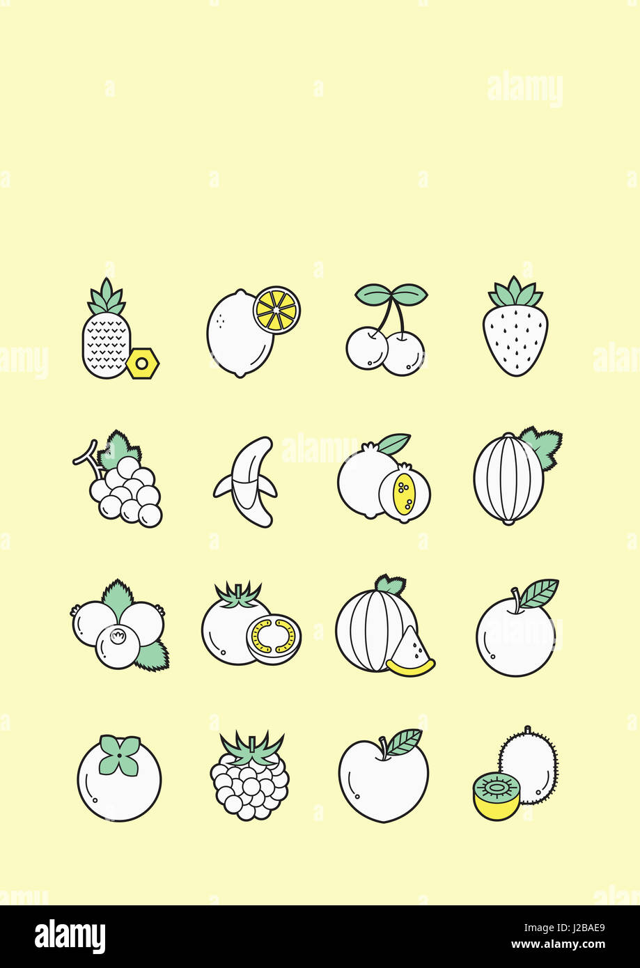 Various icons of fruit Stock Photo - Alamy