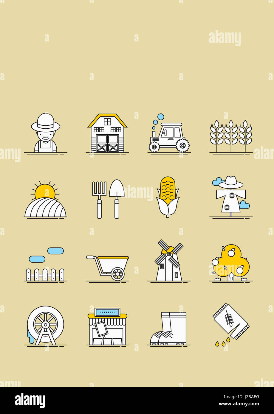 Various icons related to farming Stock Photo - Alamy