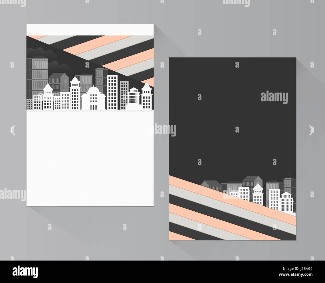 Brochure design with buildings Stock Photo - Alamy