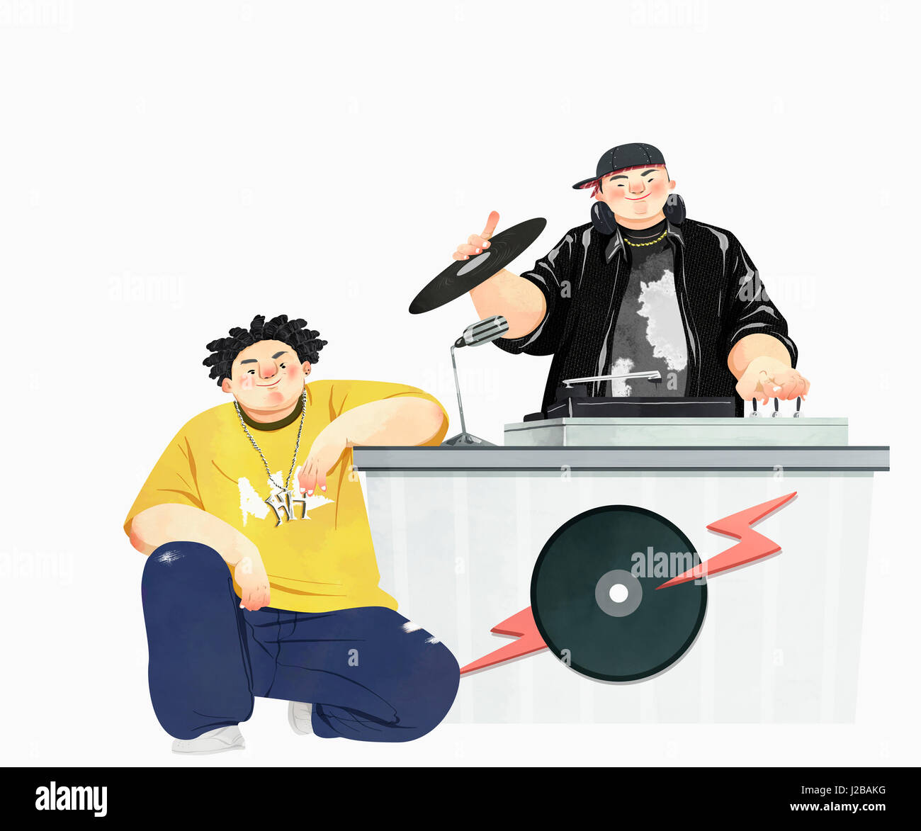 Smiling fat hip-hop dancer and DJ Stock Photo - Alamy