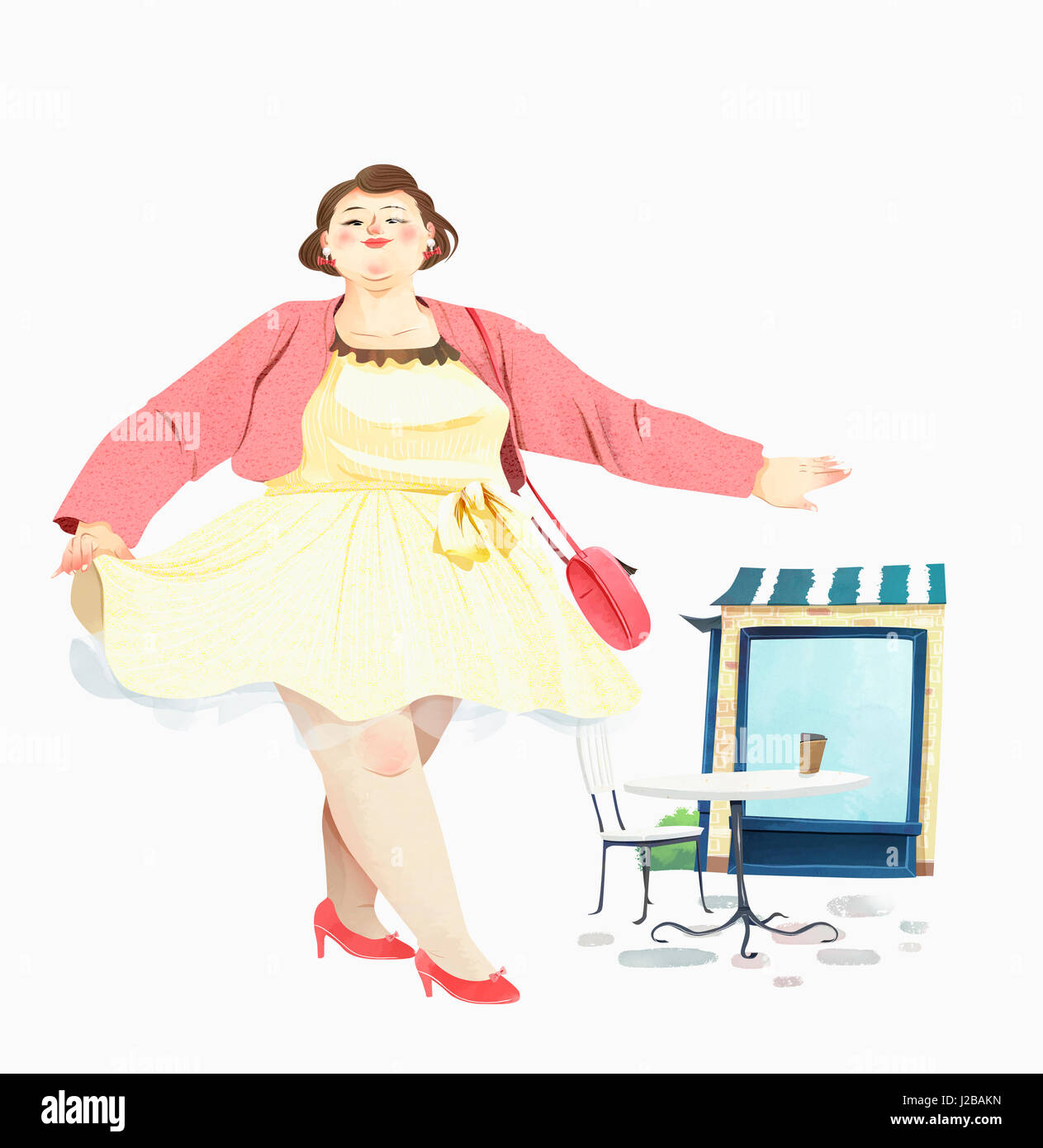 Smiling confident fat woman Stock Photo - Alamy