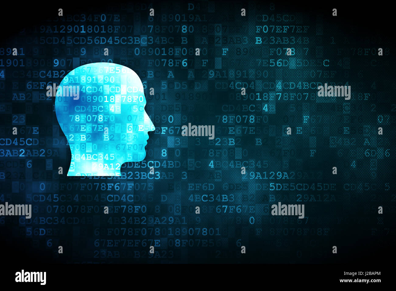 Data concept: Head on digital background Stock Photo - Alamy