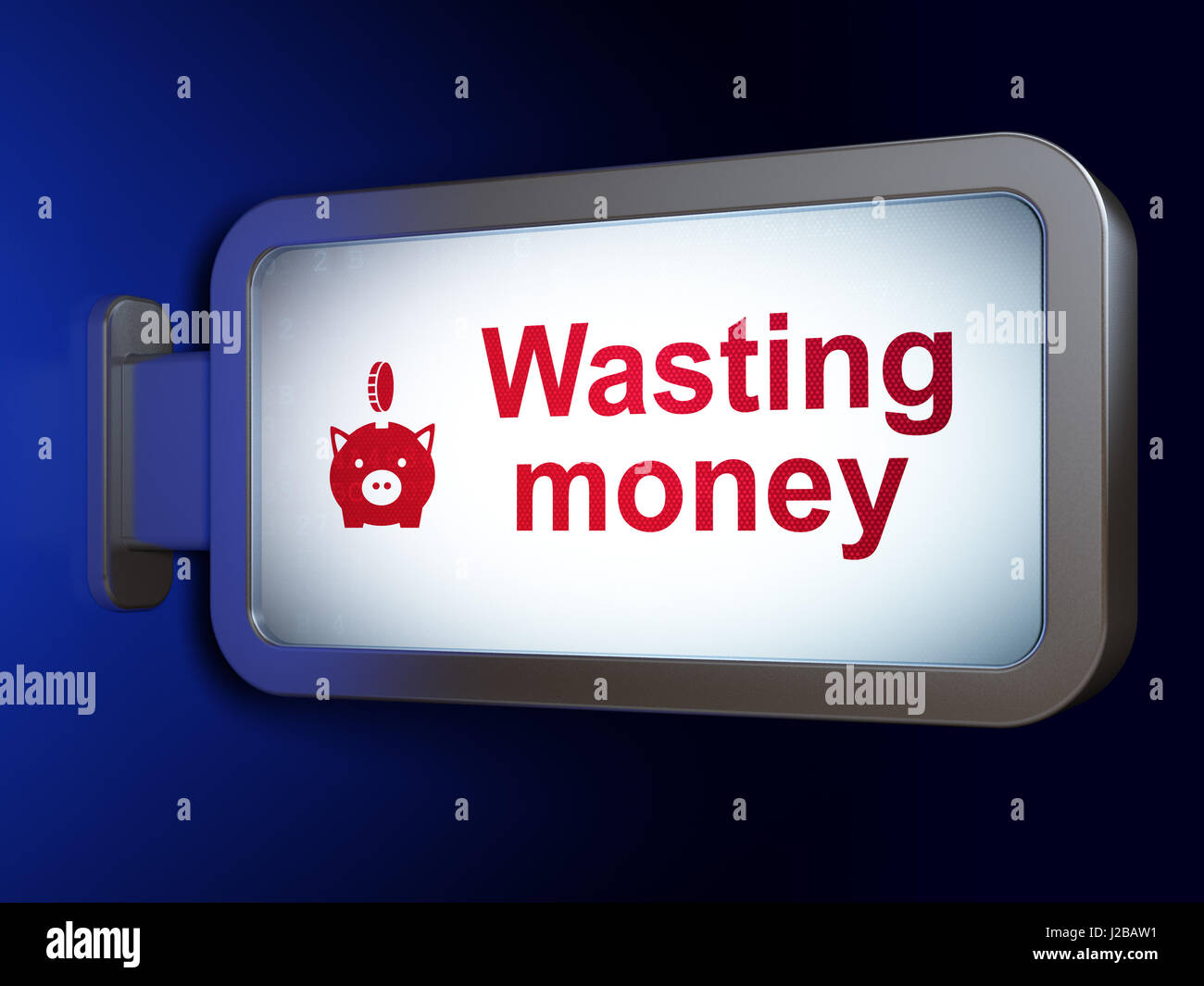 Money concept: Wasting Money and Money Box With Coin on billboard ...