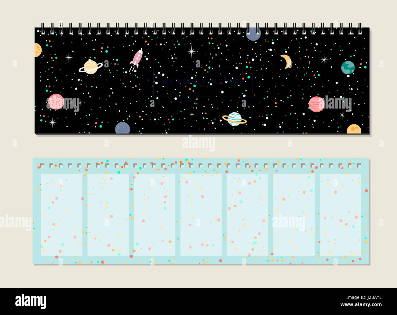 Diary design with planets Stock Photo - Alamy