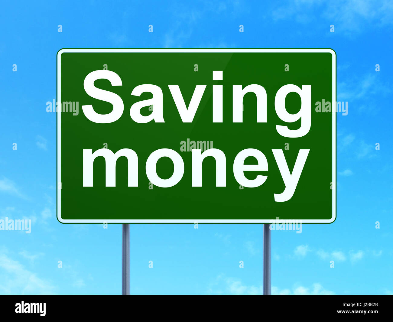 Finance concept: Saving Money on road sign background Stock Photo - Alamy