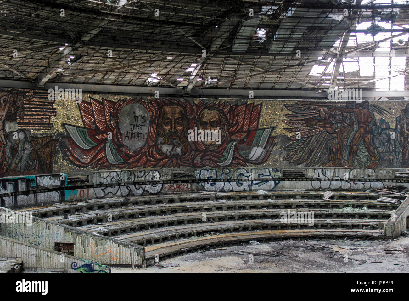 MOUNT BUZLUDZHA, BULGARIA, June 12, 2016: The Buzludzha communist ...