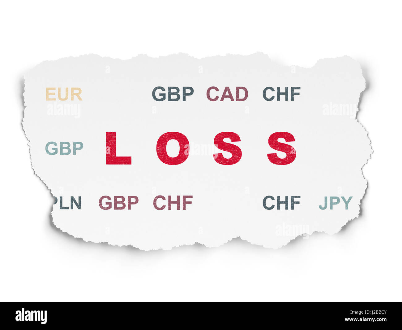 Finance concept: Loss on Torn Paper background Stock Photo - Alamy