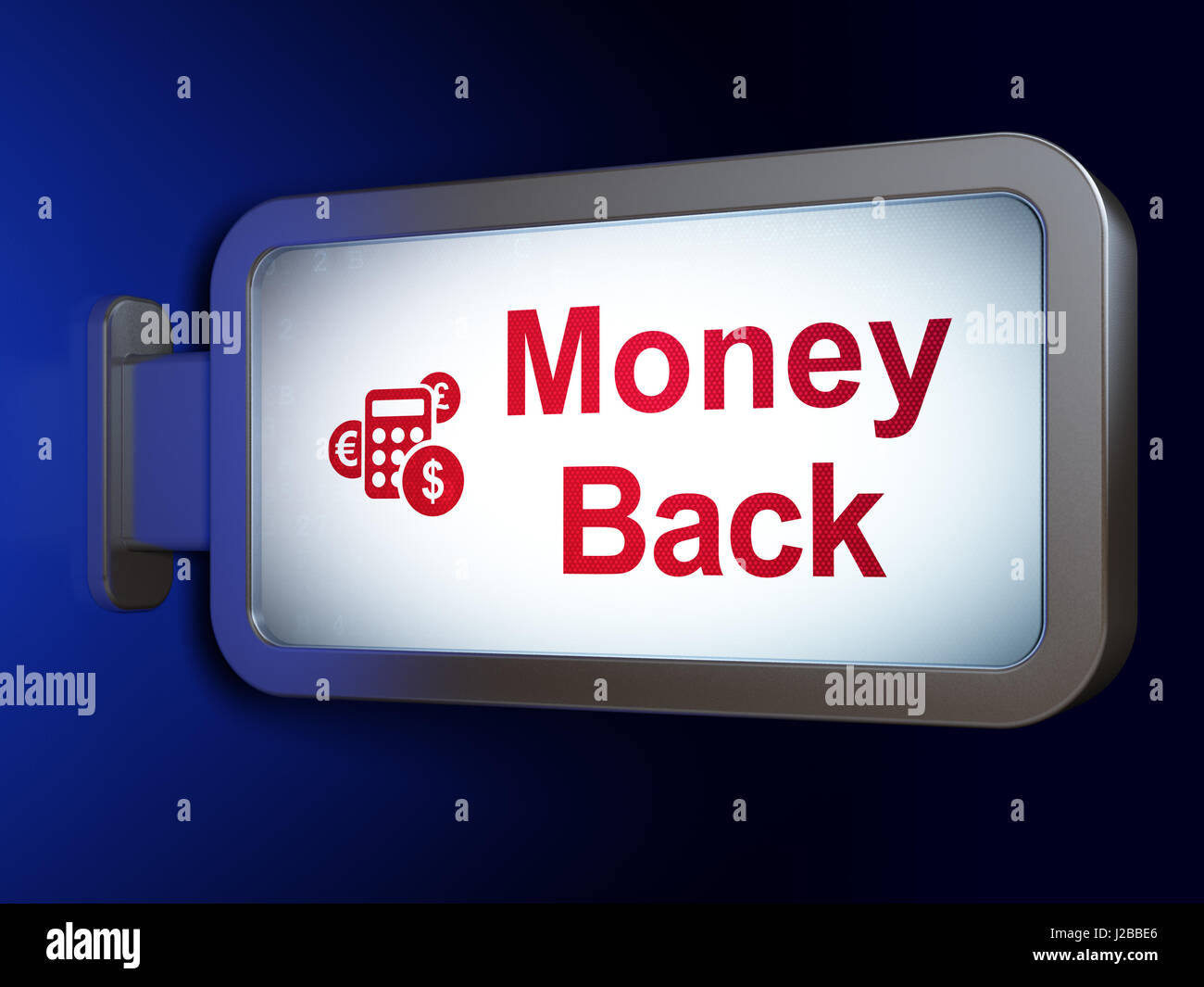 Finance concept: Money Back and Calculator on billboard background ...