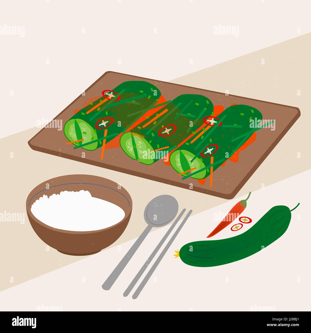 Traditional Korean food, cucumber gimchi Stock Photo - Alamy