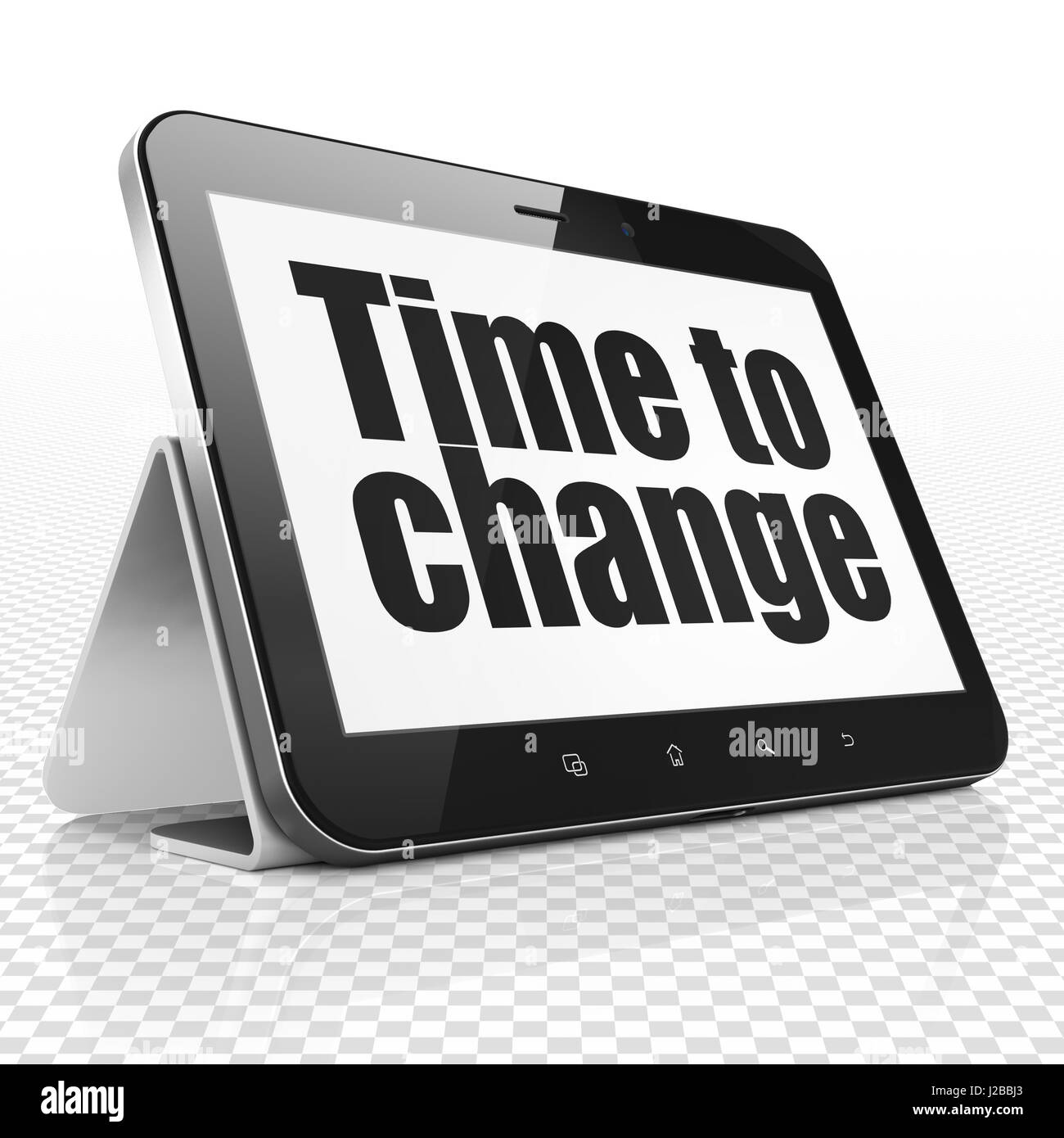 Timeline concept: Tablet Computer with Time to Change on display Stock ...