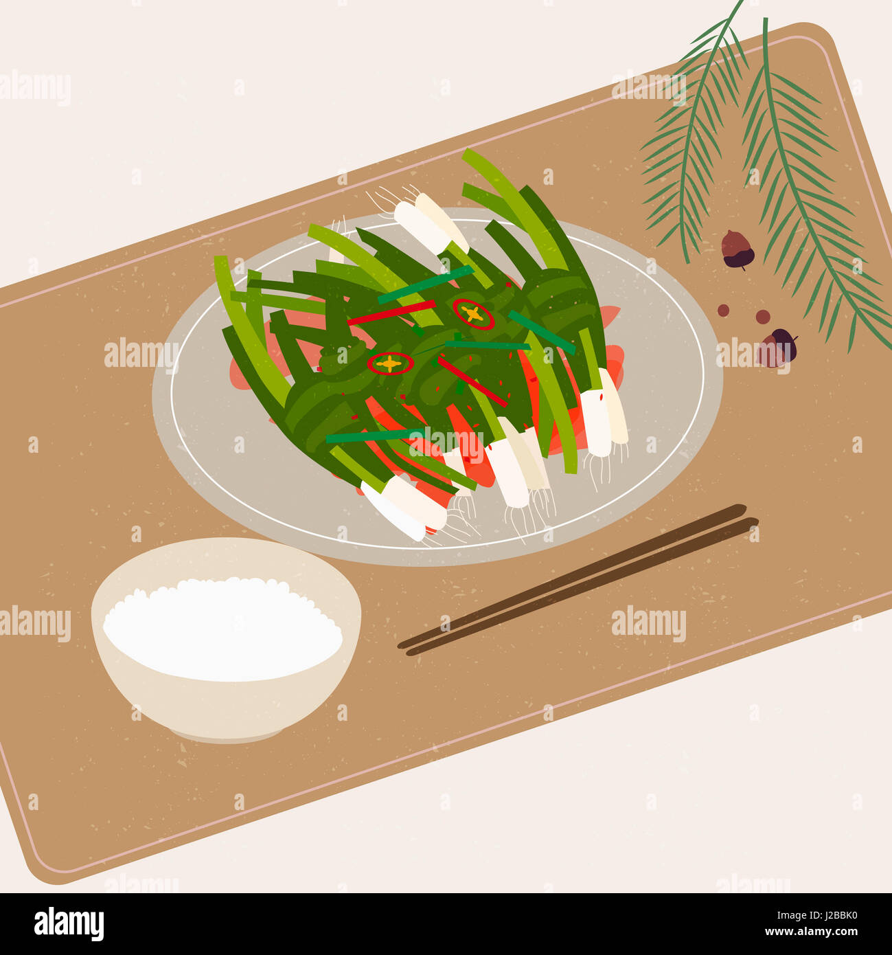 Traditional Korean food, green onion gimchi Stock Photo - Alamy