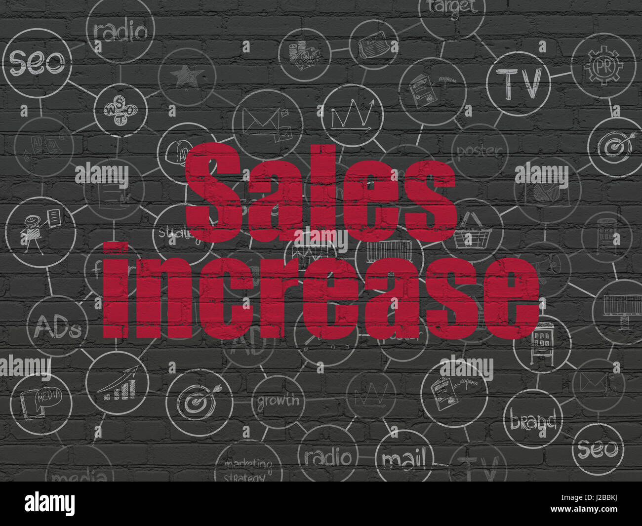 Advertising concept: Sales Increase on wall background Stock Photo - Alamy