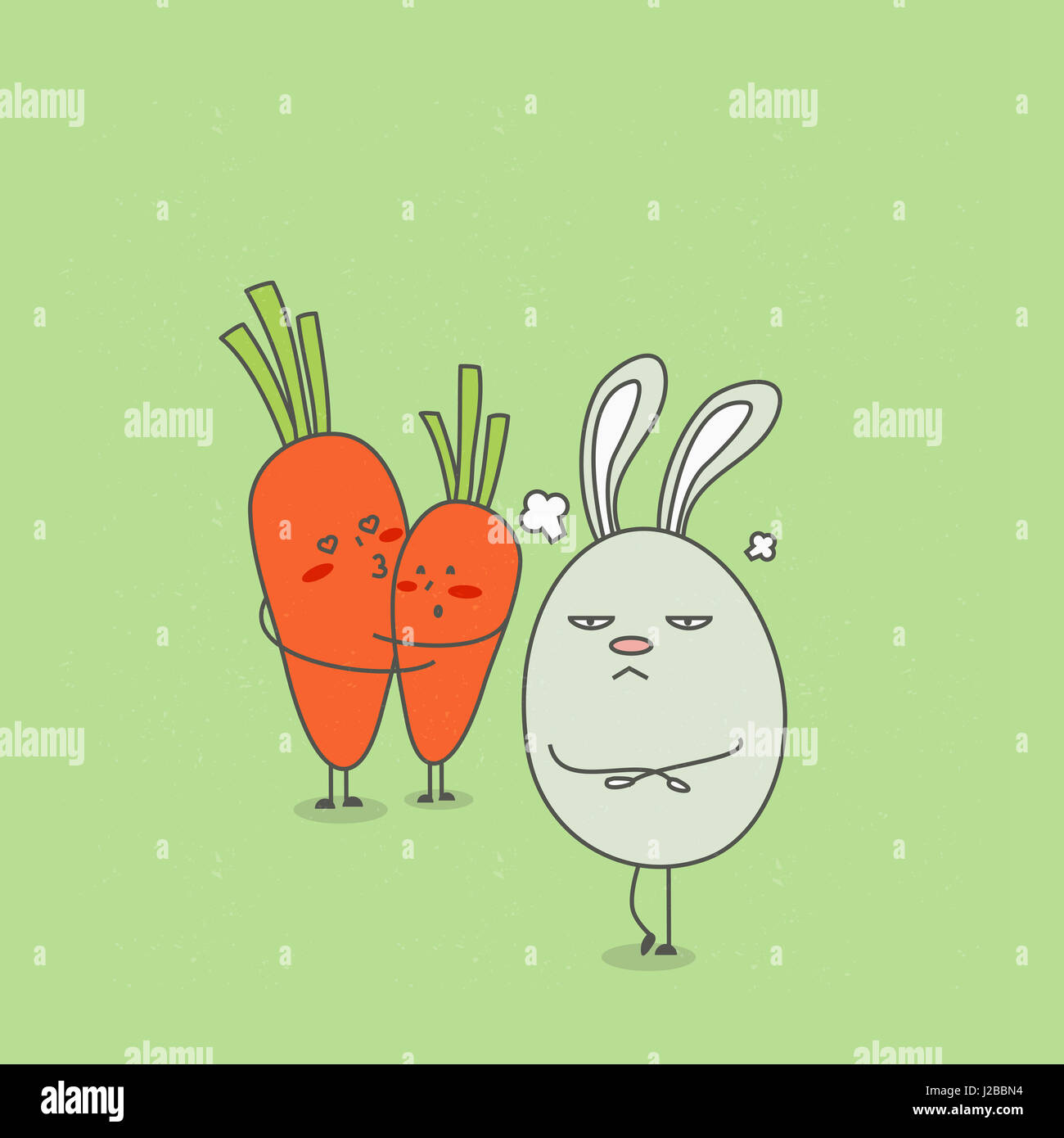 Personified carrot couple and rabbit lonely Stock Photo - Alamy