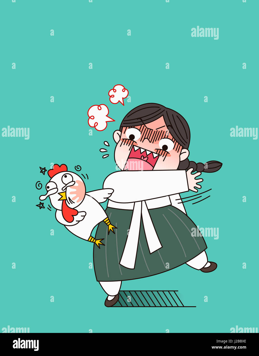 Humorous emoticon of angry Korean woman Stock Photo - Alamy