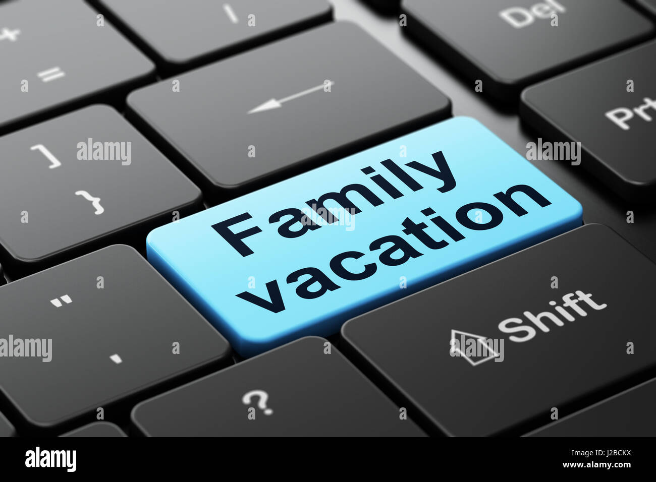 Vacation concept: Family Vacation on computer keyboard background Stock ...