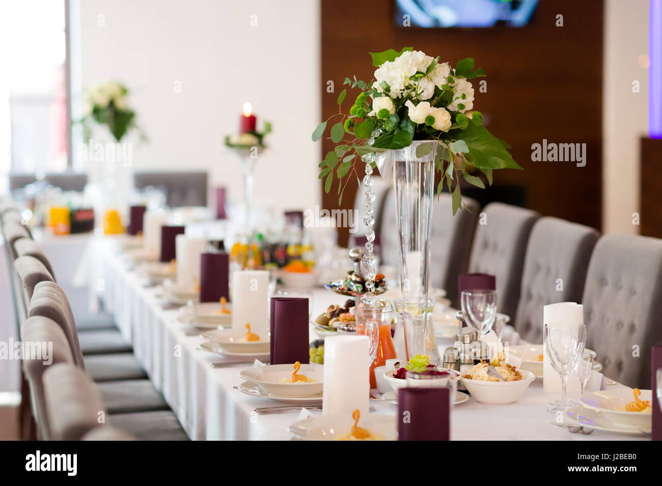 Reception tables beautifully decorated ready for wedding - Bride and ...