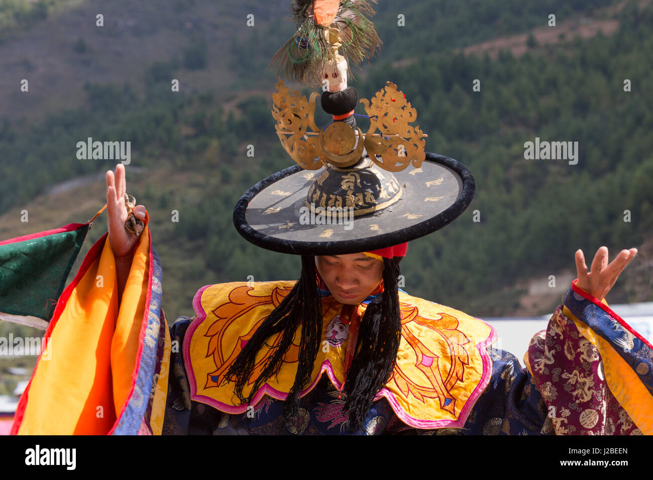 Asia, Bhutan, Haa Tshechu. Black Hat Dance Stock Photo - Alamy