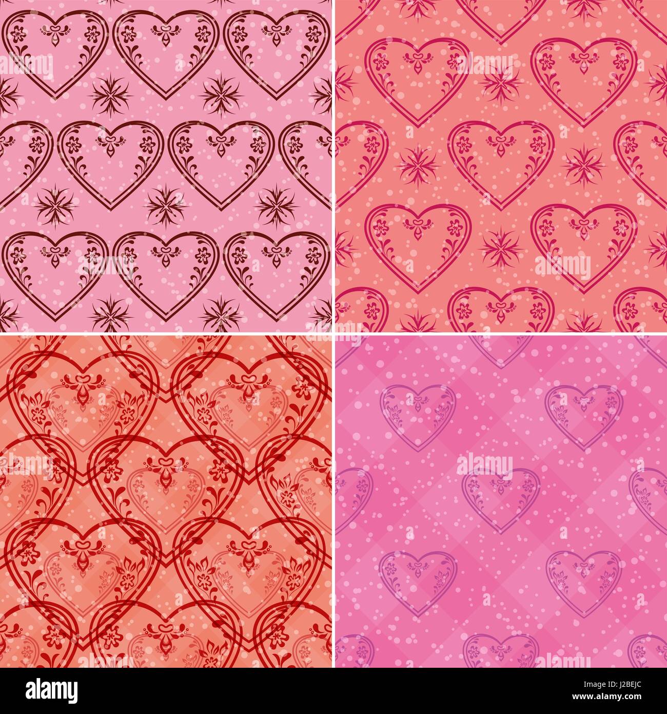 Set of valentine hearts seamless patterns Stock Vector Image & Art - Alamy