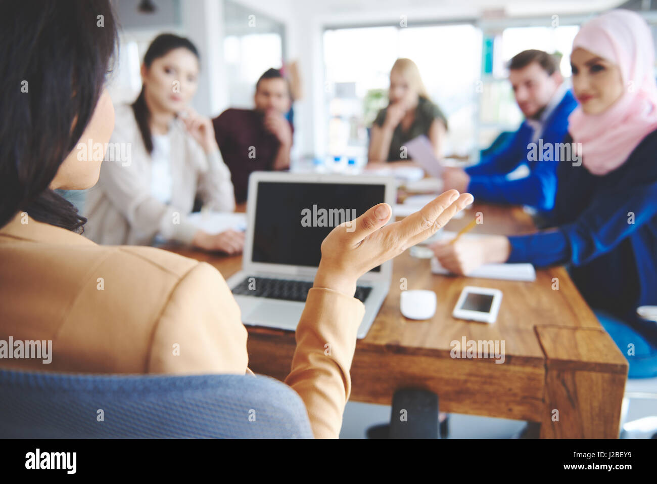 Professional woman leading discussion hi-res stock photography and ...