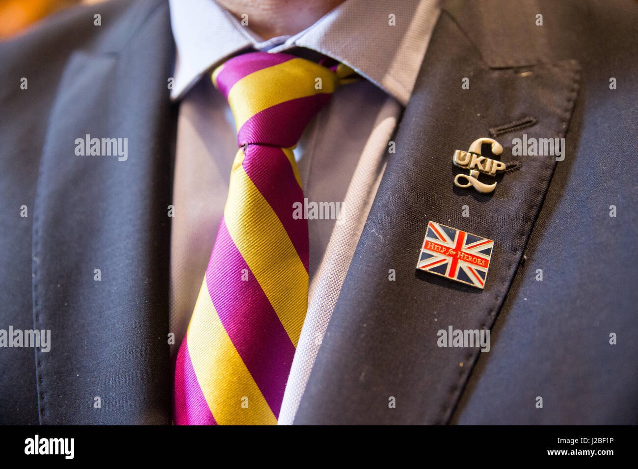 Detail of UKIP tie,badge and jacket Stock Photo - Alamy