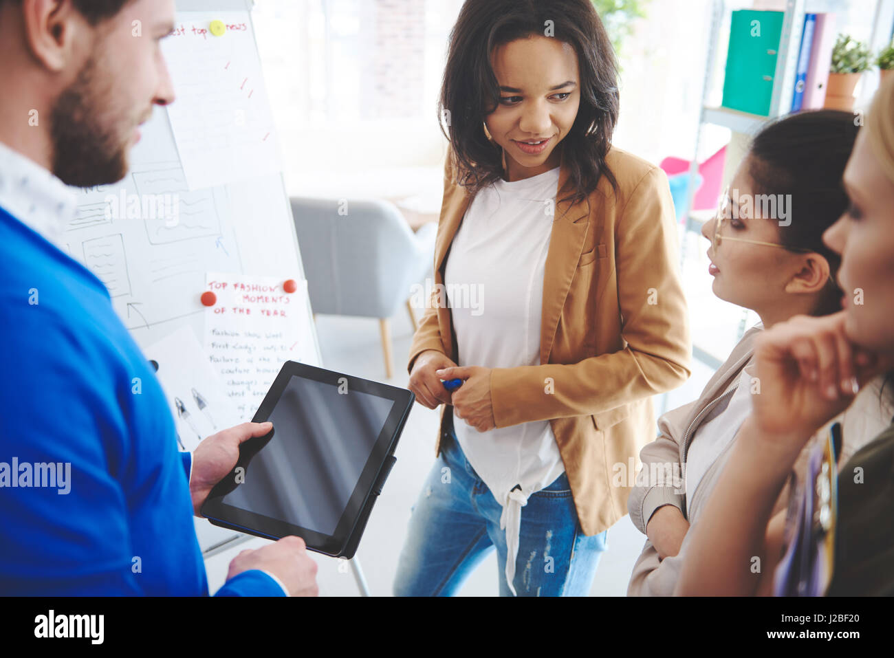 Business woman brainstorming ideas work hi-res stock photography and ...
