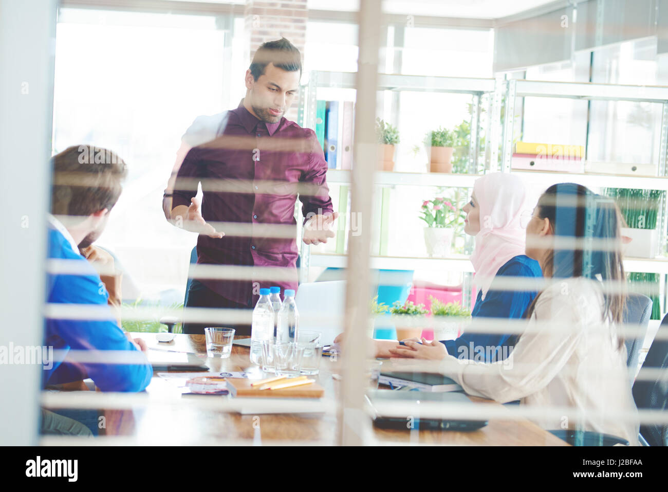 View through the window of modern office Stock Photo - Alamy