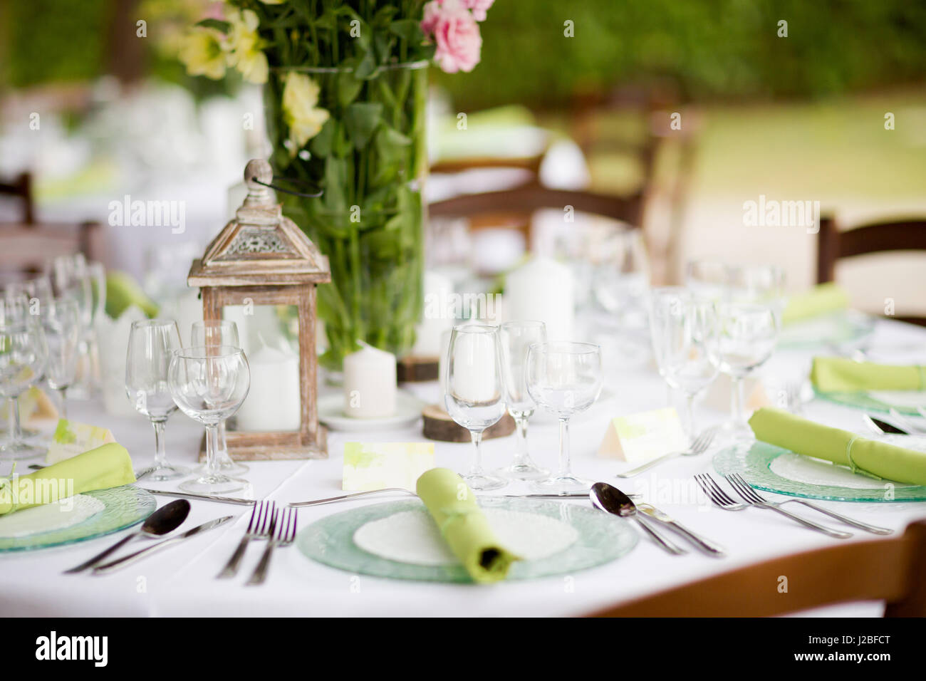 Reception tables beautifully decorated ready for wedding - Bride and ...