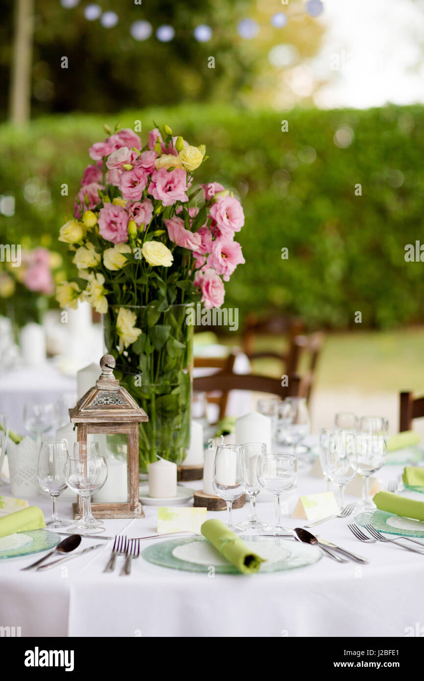 Reception tables beautifully decorated ready for wedding - Bride and ...