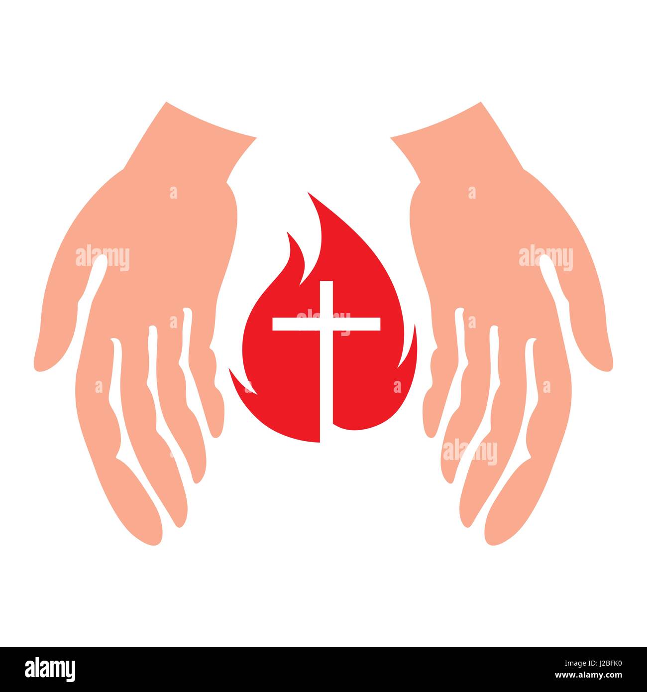The hands of Christ hold the flame of the Holy Spirit Stock Vector ...